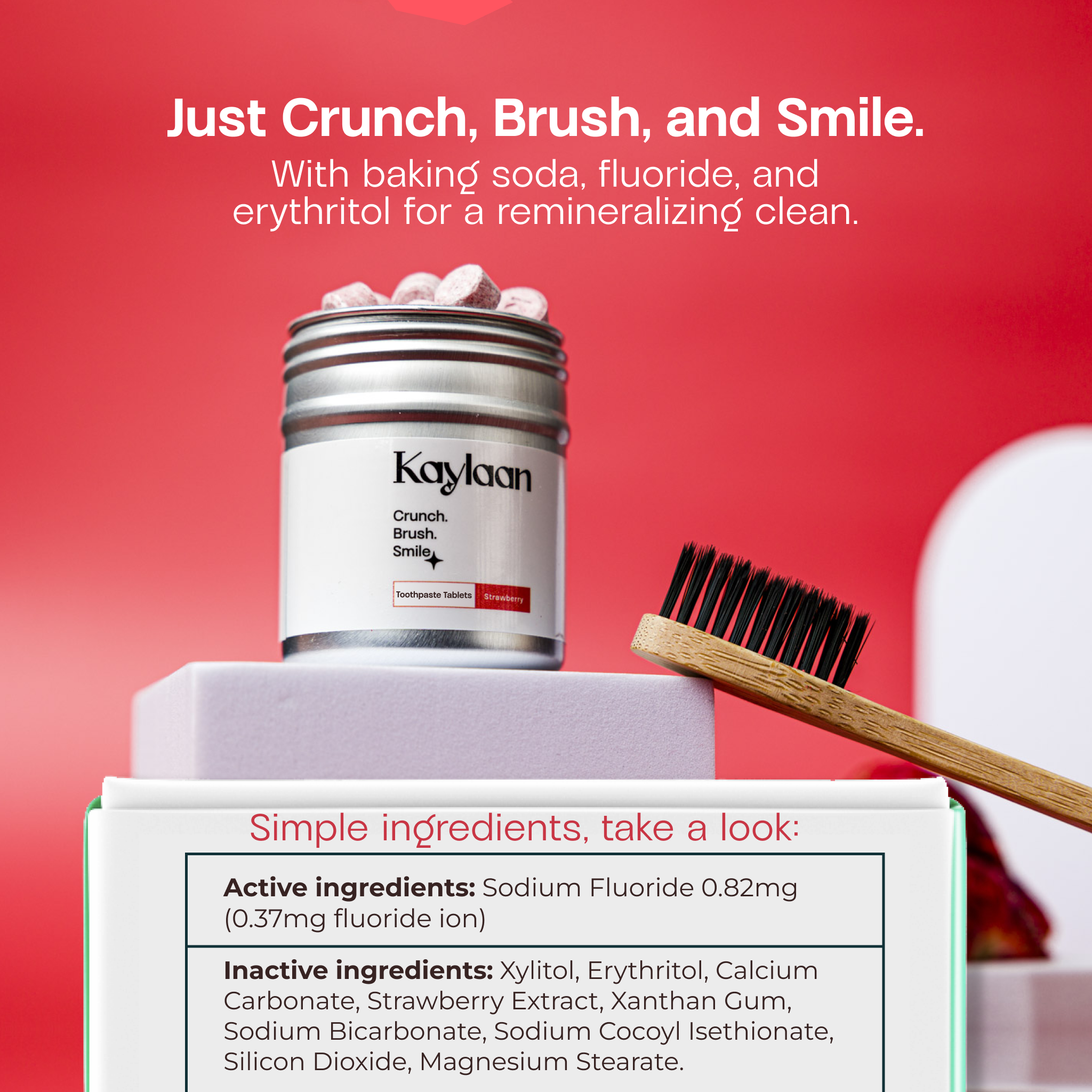 Strawberry Toothpaste Tablets with Fluoride - Kaylaan – Kaylaan LLC
