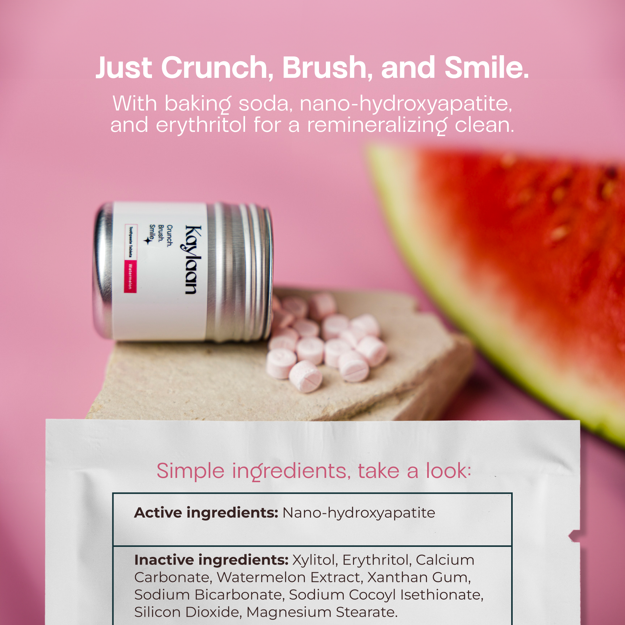Watermelon Flavored Toothpaste Tablets - Fluoride Free - Kaylaan ...
